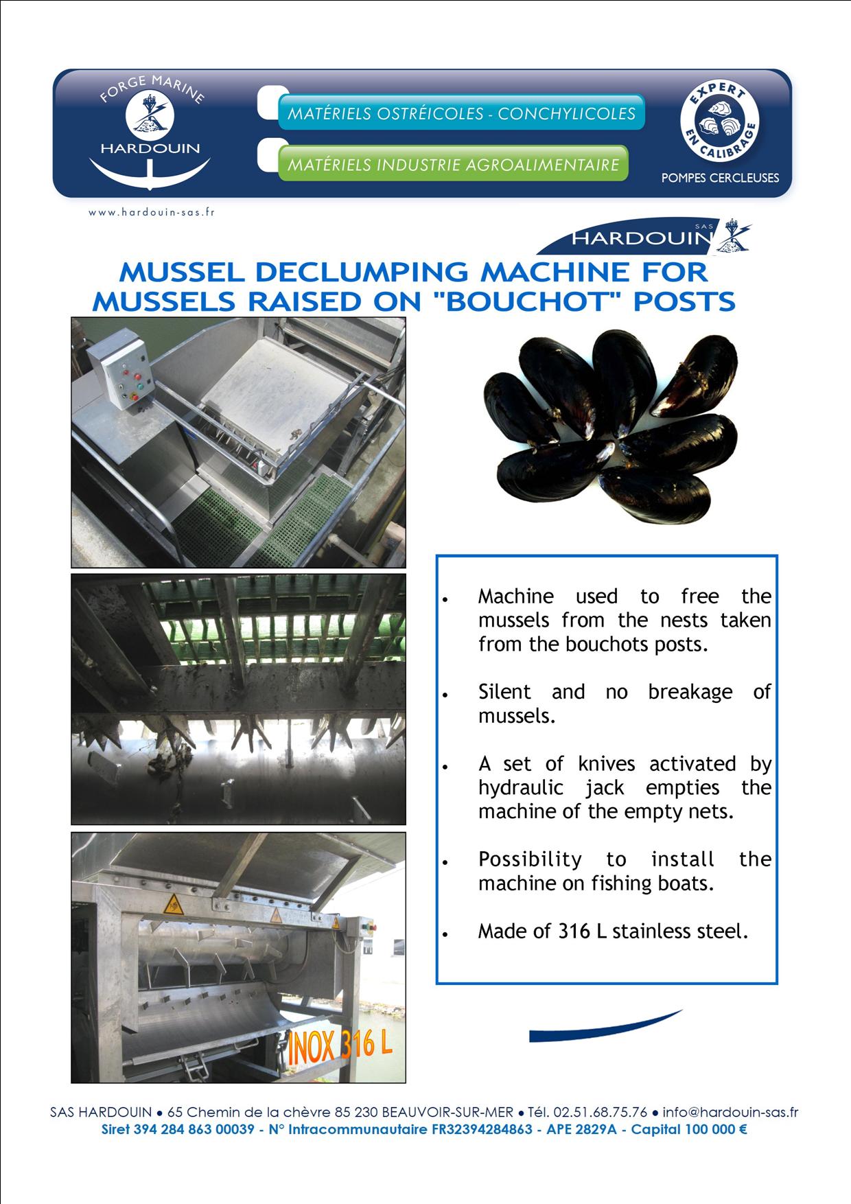 Mussel declumping machine Hardouin Forge Marine